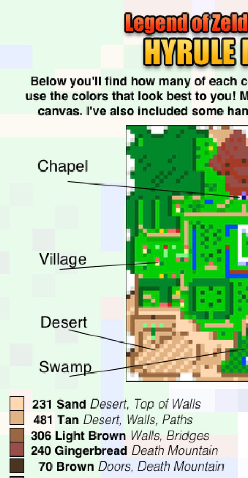 Legend of Zelda Link to the Past Map Pixel Pattern Perler - Etsy