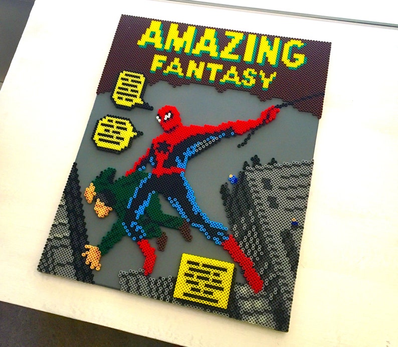 3D Amazing Fantasy Spider-Man Perler Bead Pixel Pop Art | Etsy