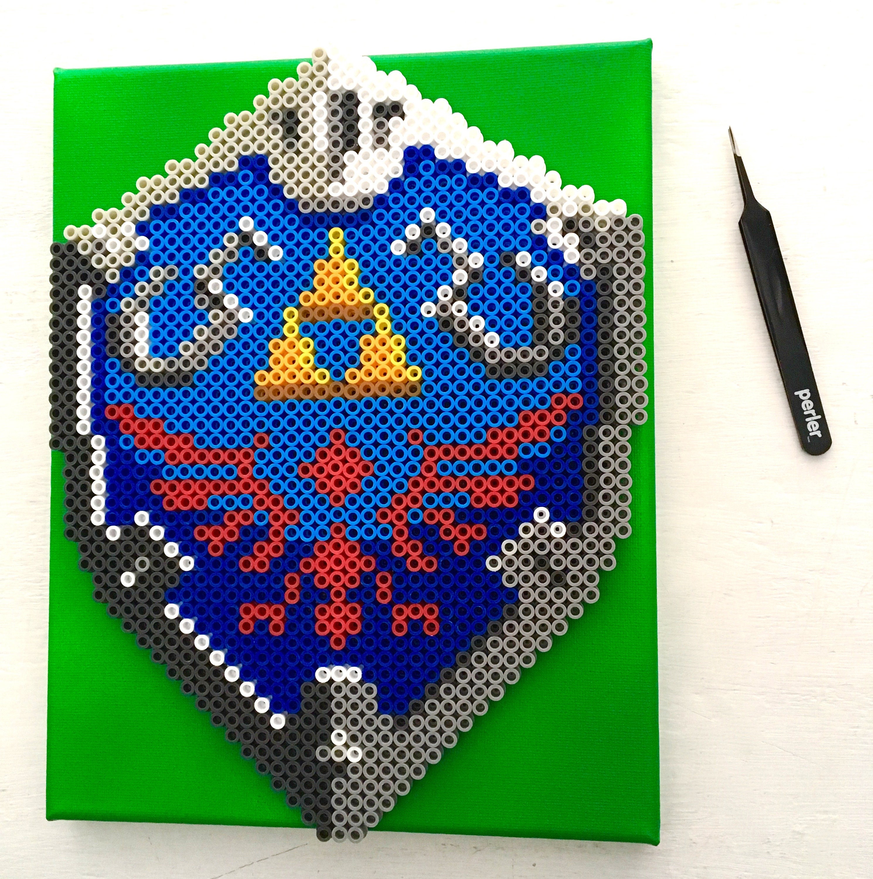 Retro Zelda Hylian Shield Pixel Art. Perler Beads on Canvas. | Etsy