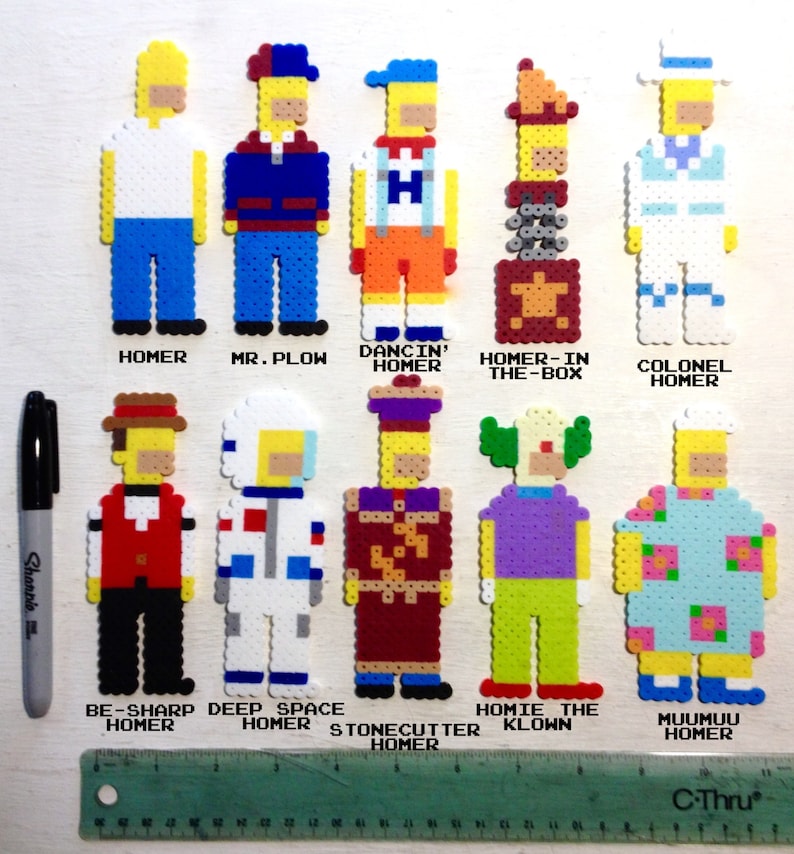 Many Faces of Homer Simpson. Retro Simpsons Pixel Art. 8 Bit - Etsy