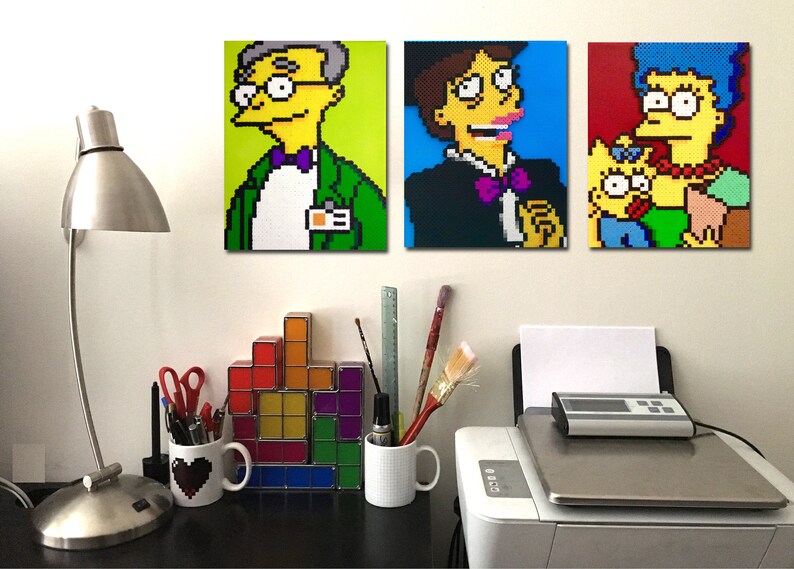 3D Smithers Retro Art. Handmade Pixel Portrait. Perler Beads - Etsy