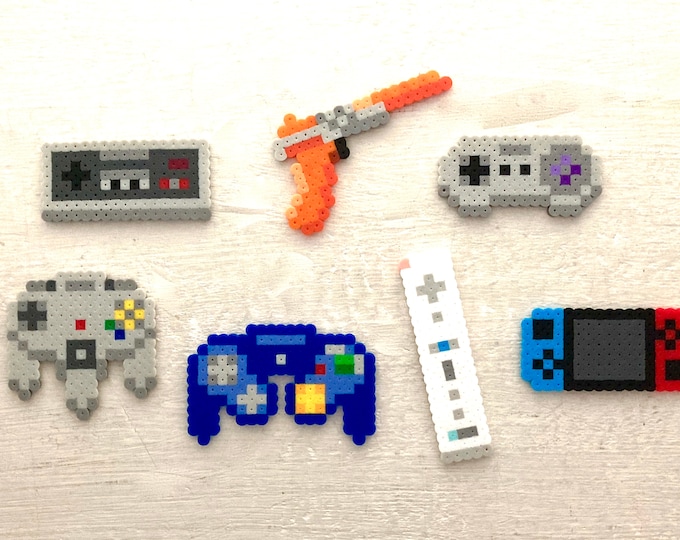 Nintendo Controller Retro Perler Bead Icons Magnets Pins 8 Bit Pixel ...