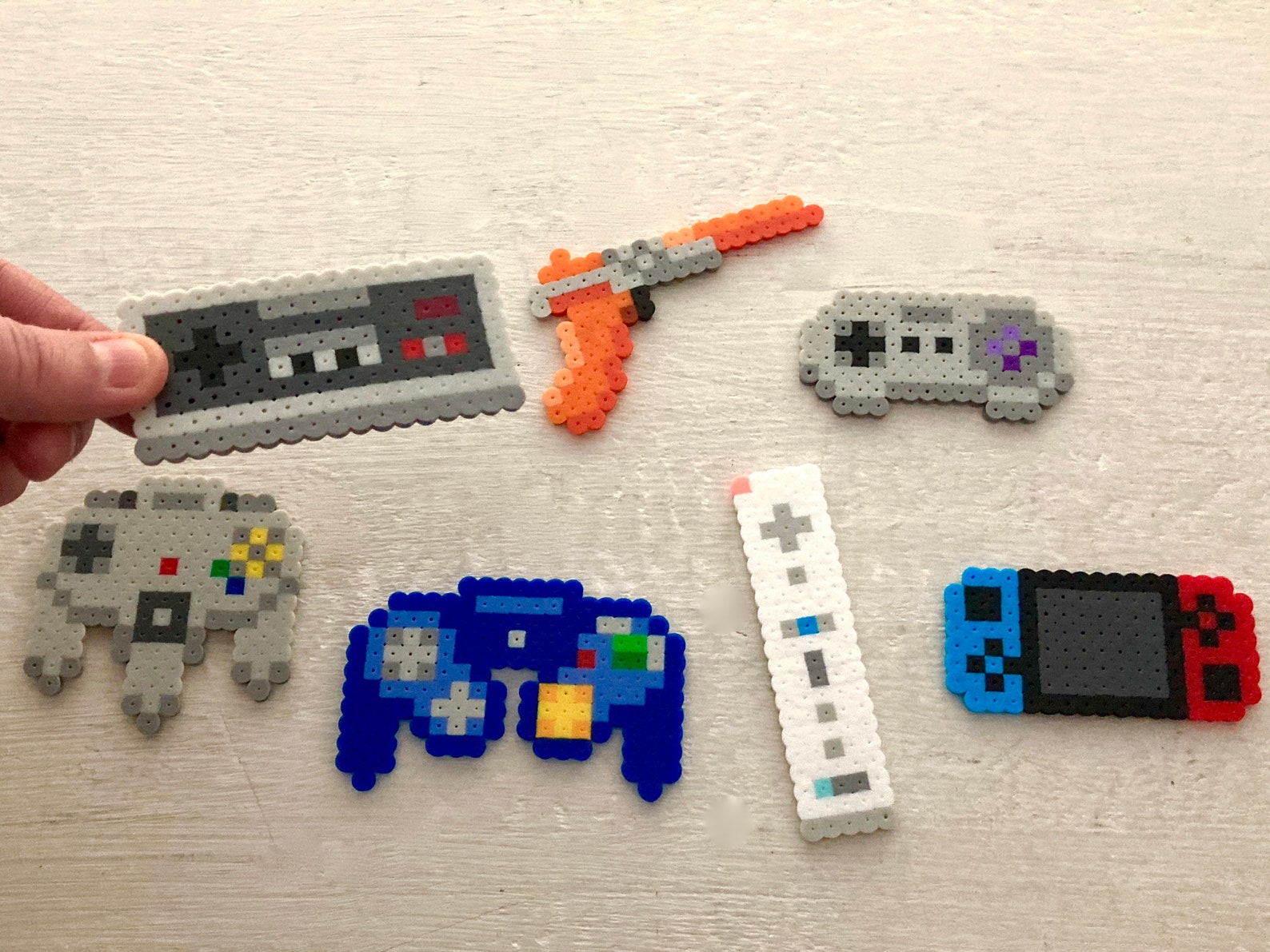 Nintendo Controller Retro Perler Bead Icons Magnets Pins 8 Bit Pixel ...