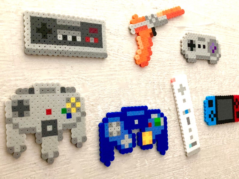 Nintendo Controller Retro Perler Bead Icons Magnets Pins 8 Bit Pixel ...