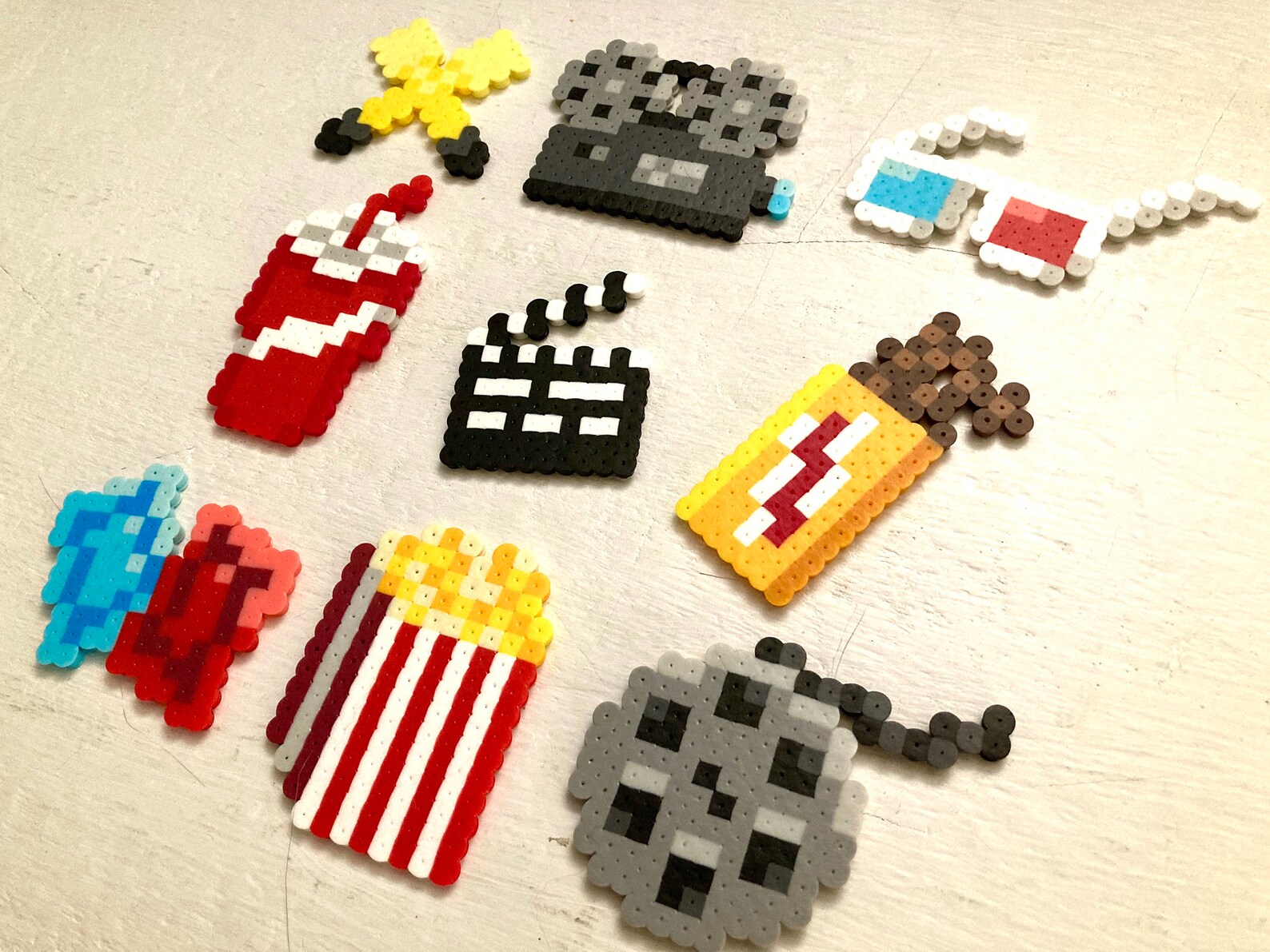 Cinema Retro Perler Bead Icons Magnets Pins 8 Bit Pixel Art | Etsy ...