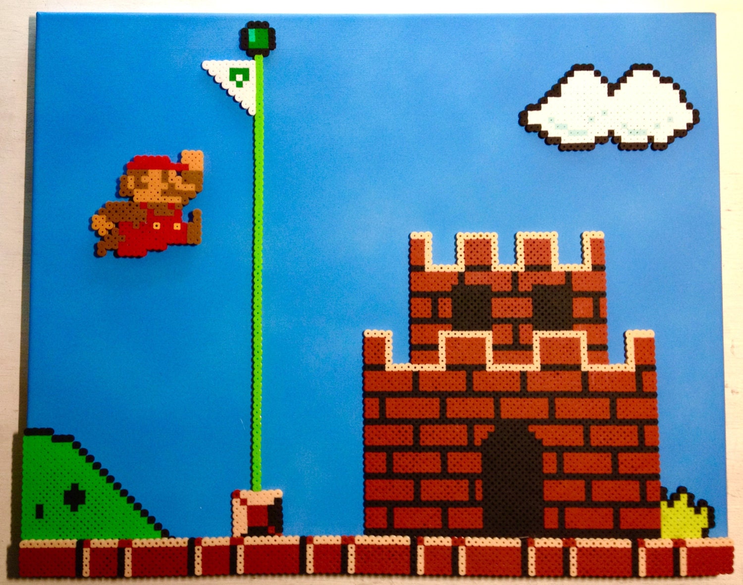 Super Mario Flagpole Pixel Pattern Perler Beads Cross | Etsy