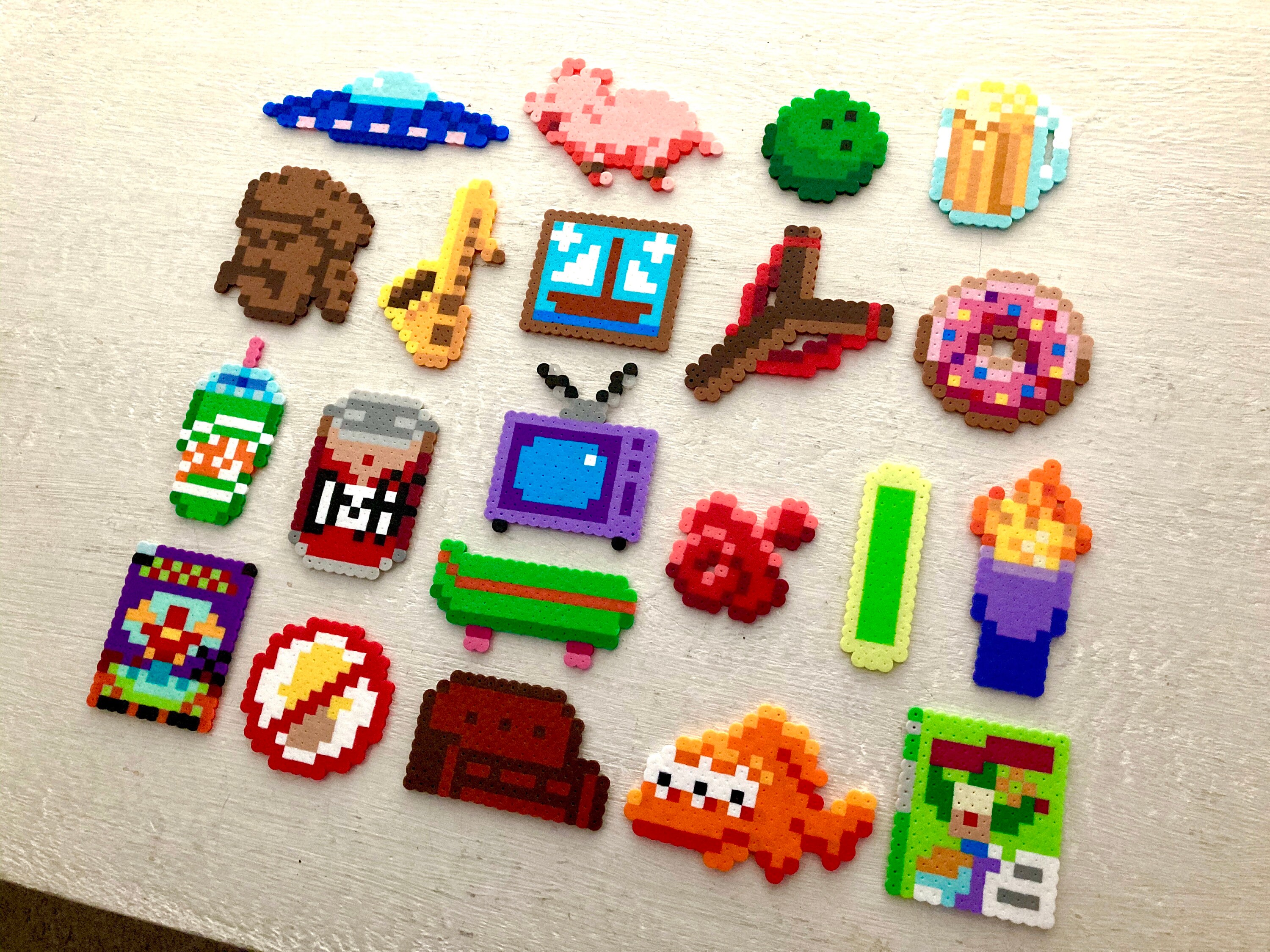 The Simpsons Retro Perler Bead Icons Magnets Pins 8 Bit Pixel Art - Etsy