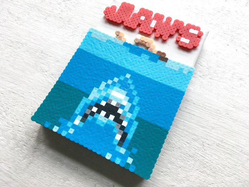 3D JAWS Retro Movie Poster Art. Handmade Pixel Art. Perler - Etsy Australia