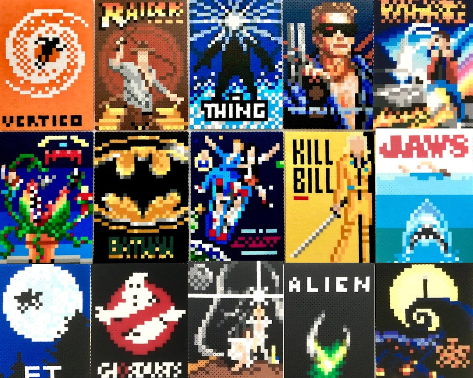 8-bit Movie Posters Retro Art. Handmade Pixel Art. Perler | Etsy