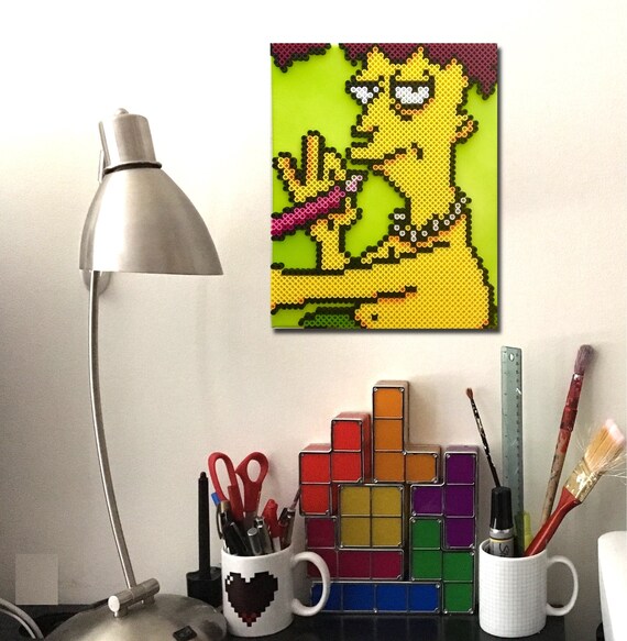 3D Sideshow Bob Sidekick Retro Art. Handmade Pixel Portrait. | Etsy