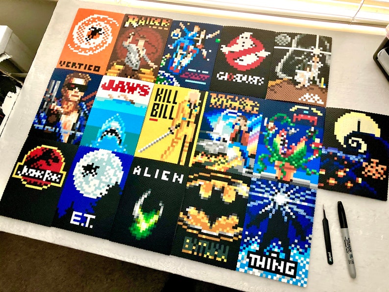 8-bit Movie Posters Retro Art. Handmade Pixel Art. Perler | Etsy