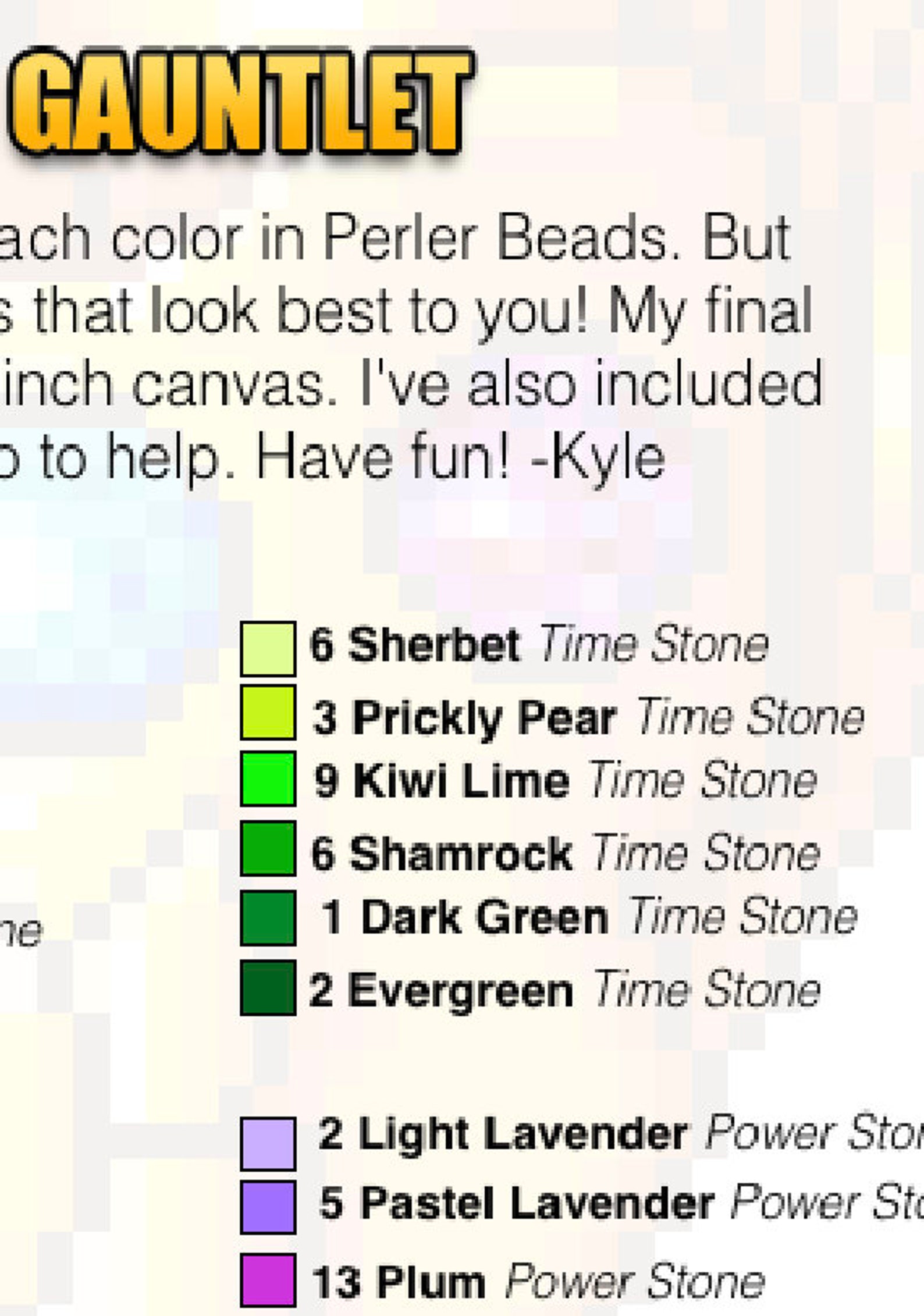 Infinity Gauntlet Pixel Pattern Perler Beads Cross Stitch - Etsy