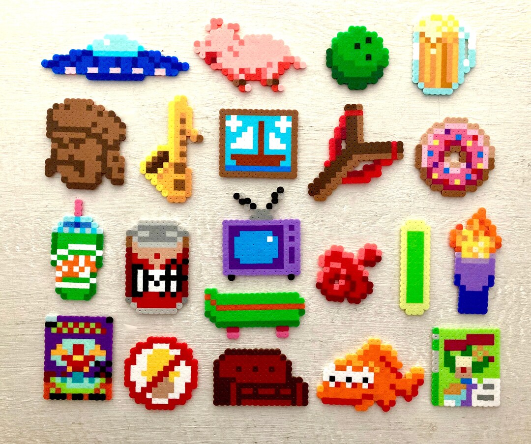 The Simpsons Retro Perler Bead Icons Magnets Pins 8 Bit Pixel - Etsy