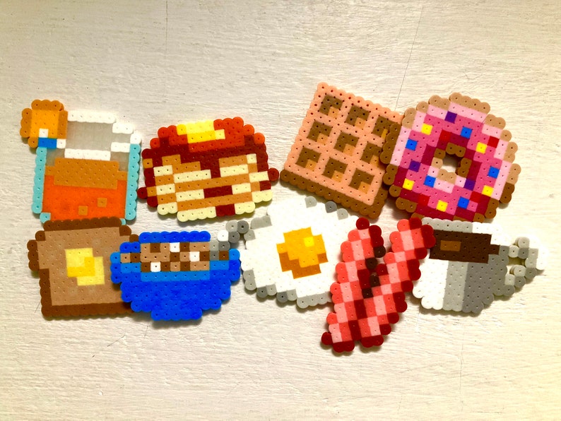 Breakfast Foods Retro Perler Bead Icons Magnets Pins 8 Bit - Etsy