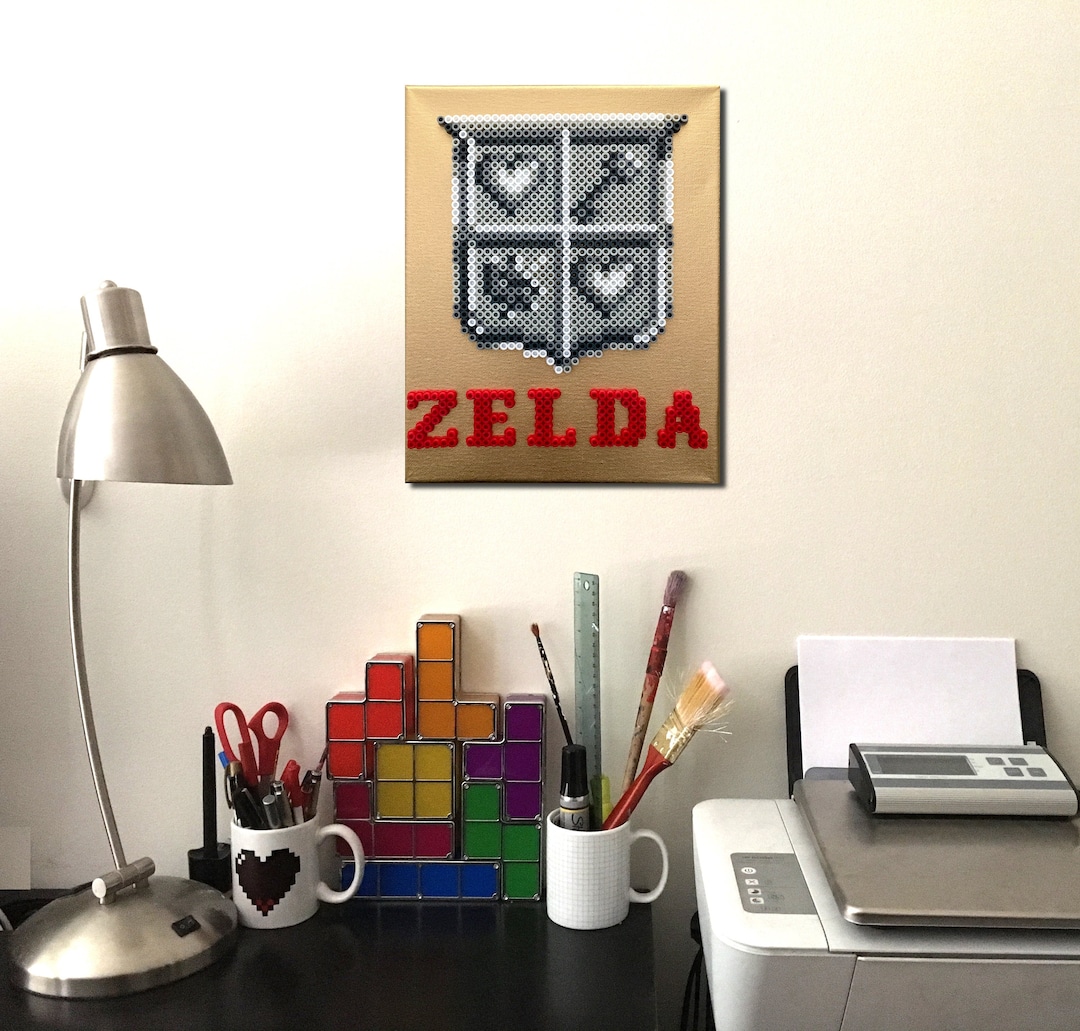 3D Legend of Zelda Box Art Retro Gaming 8 Bit Pixel Art. Perler Beads ...