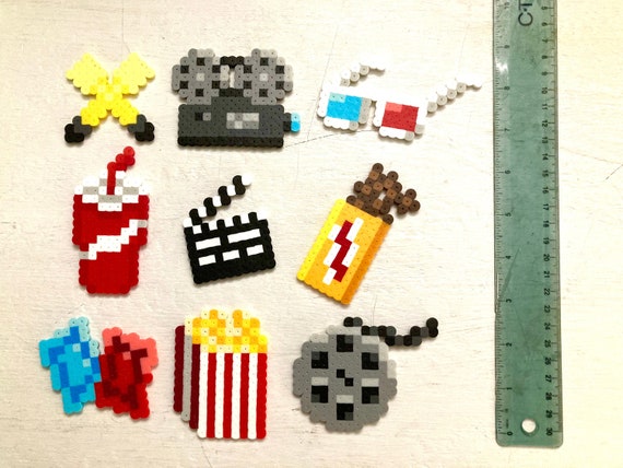 Cinema Retro Perler Bead Icons Magnets Pins 8 Bit Pixel Art | Etsy