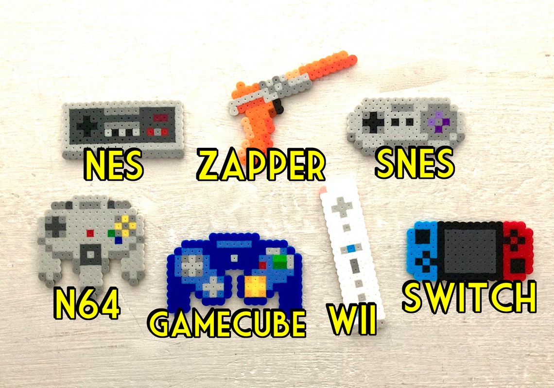 Nintendo Controller Retro Perler Bead Icons Magnets Pins 8 Bit Pixel ...