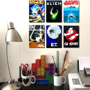 3D JAWS Retro Movie Poster Art. Handmade Pixel Art. Perler Beads on ...