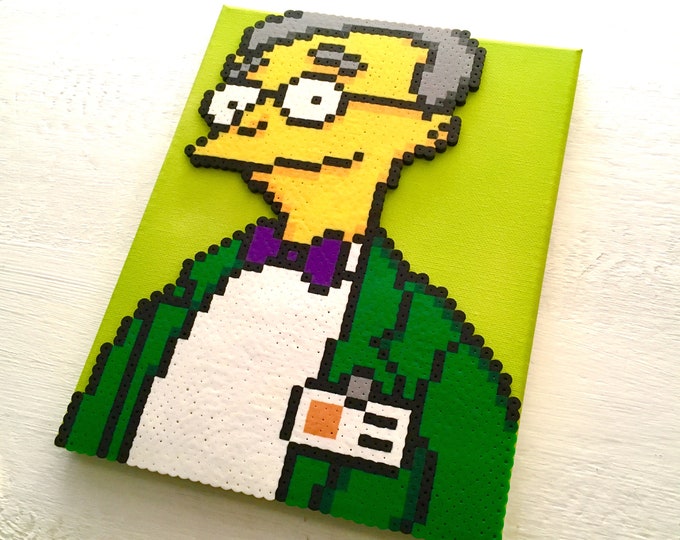 3D Smithers Retro Art. Handmade Pixel Portrait. Perler Beads on Canvas ...
