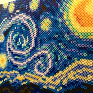 Starry Night Pixel Art Pattern - Perler Beads - Cross Stitch - INSTANT ...