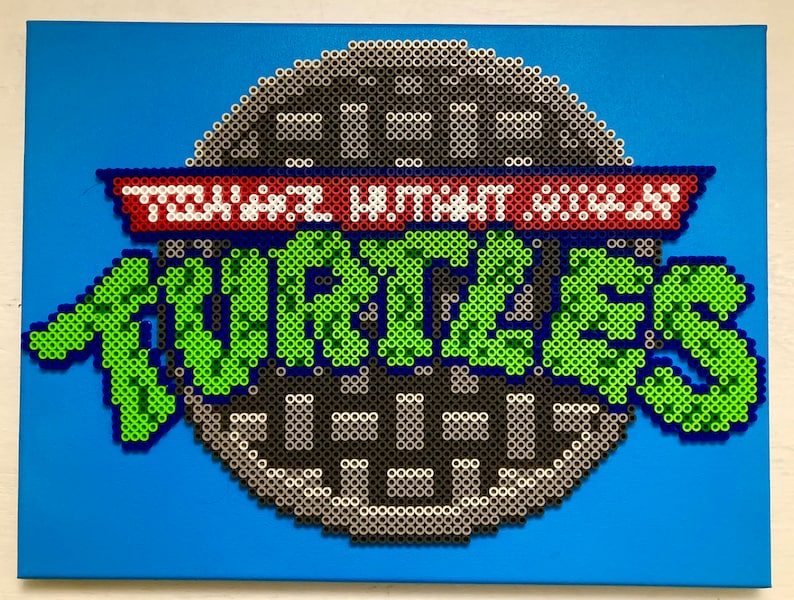 3D TMNT Logo Handmade Pixel Art. Perler Beads on Canvas. - Etsy
