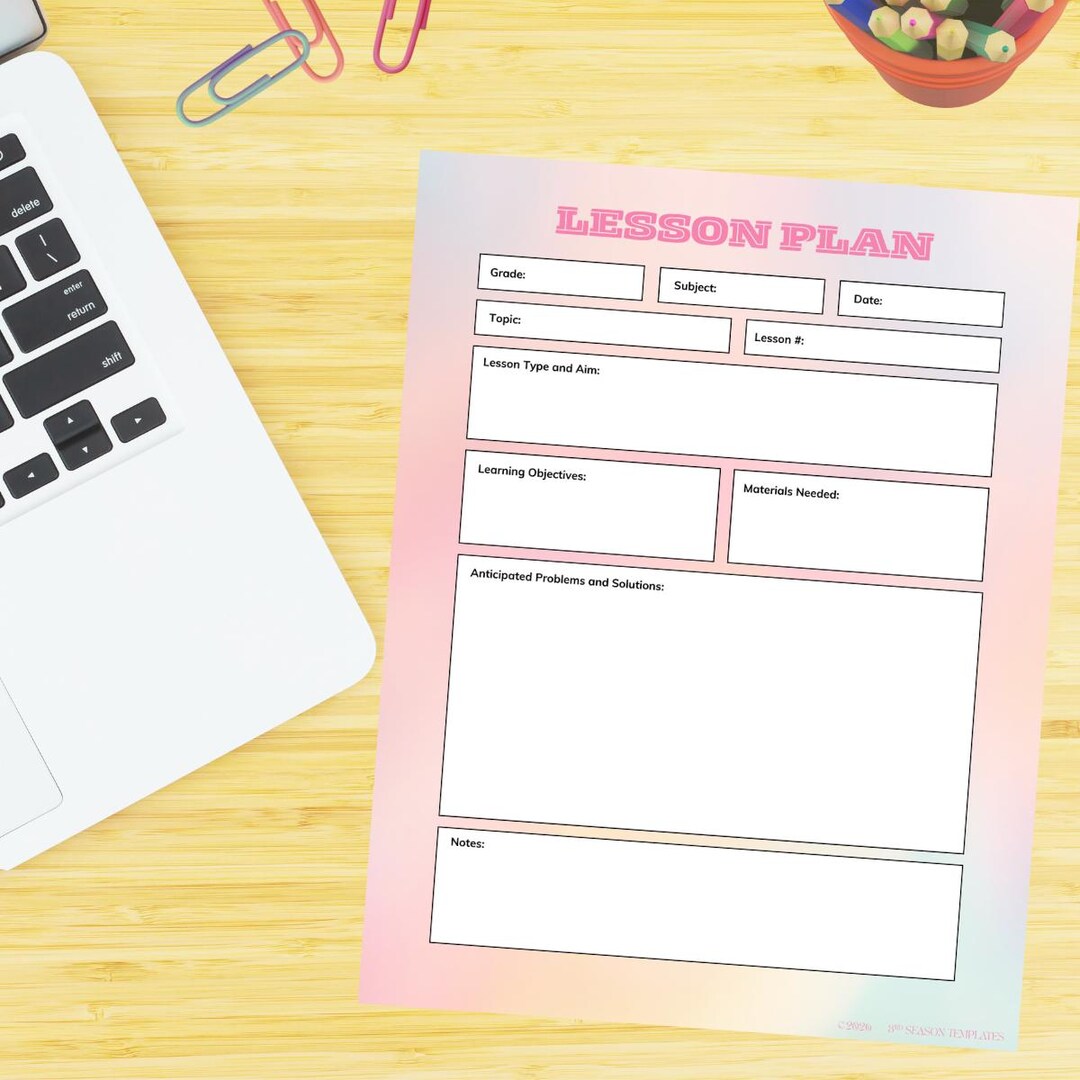 LESSON PLAN BUNDLE - Pink Pastel Style - 2026 (digital Download) - Etsy