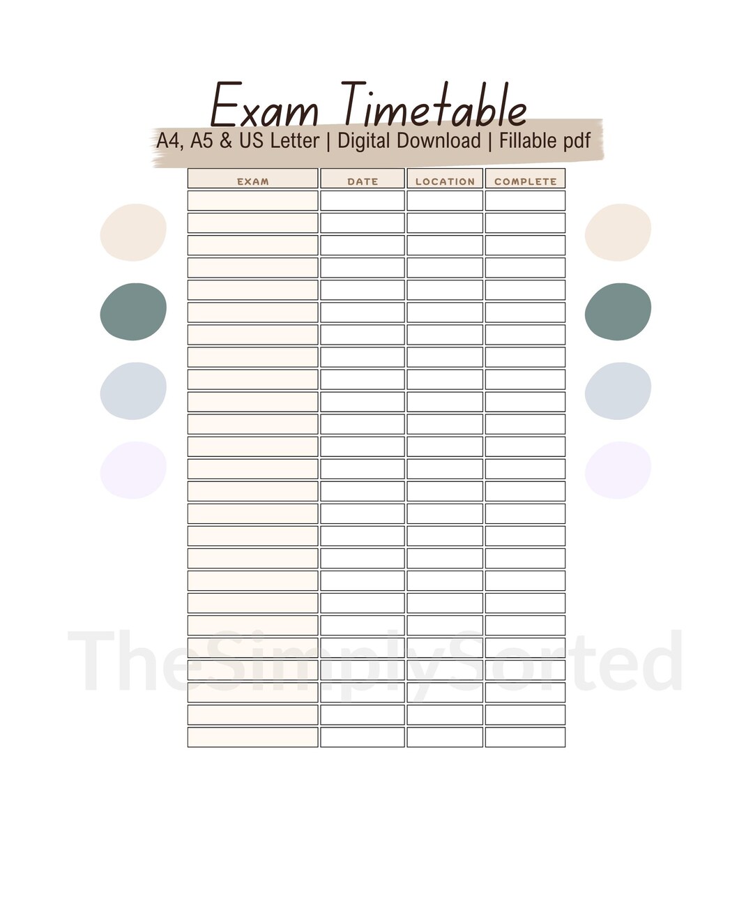 GCSE & A-level Exam Timetable | Printable Study Planner | 4 Colour ...