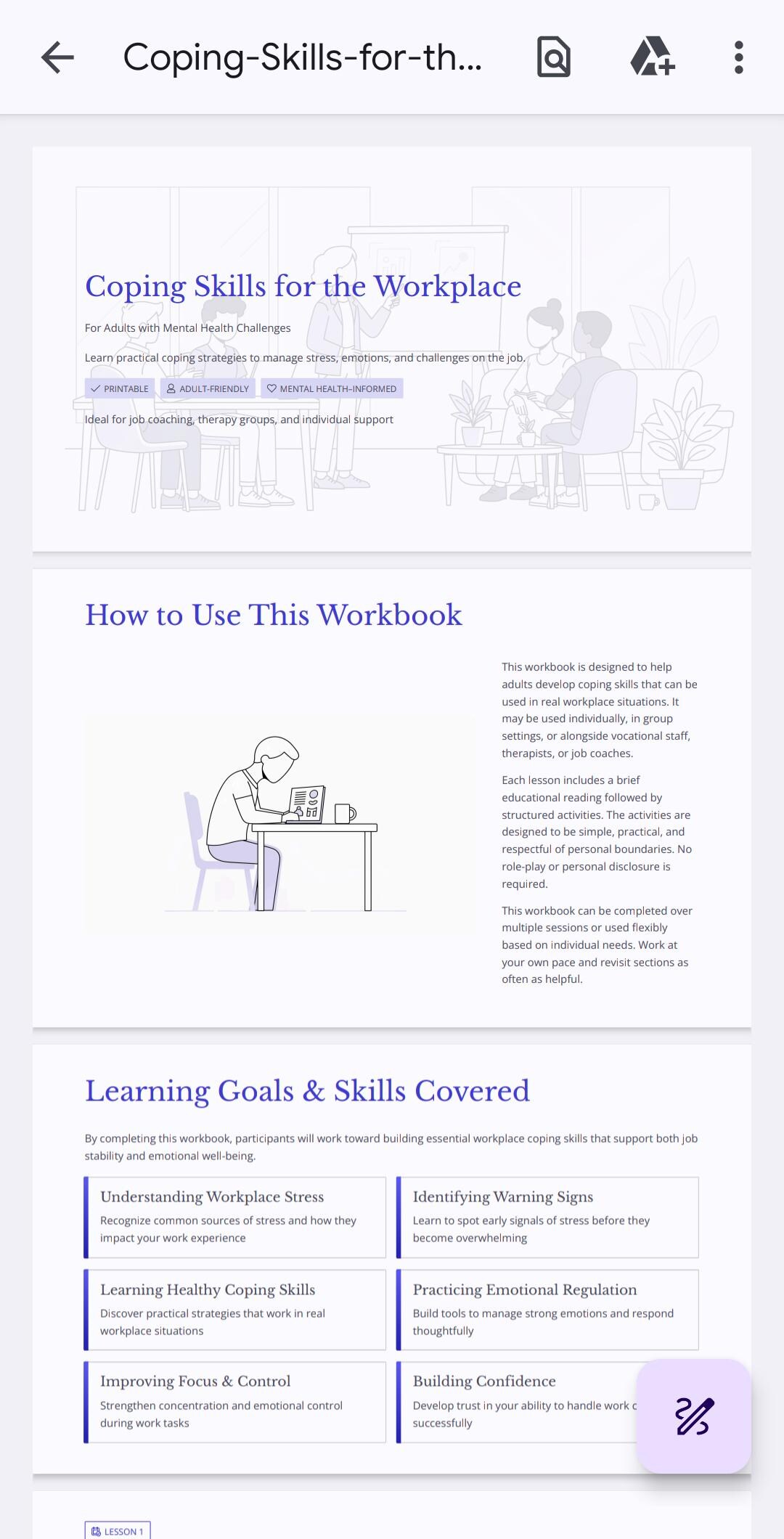 Coping Skills for the Workplace Workbook | Mental Health Friendly ...