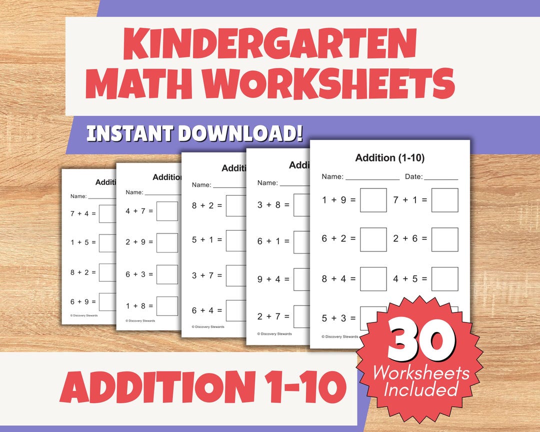 Kindergarten Math Practice Printable | Addition 1–10 | Daily Math ...