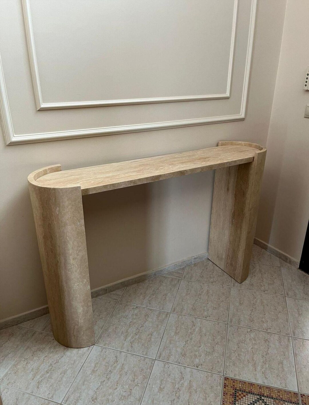 Handmade Travertine Console Table, Natural Stone Entryway Table ...