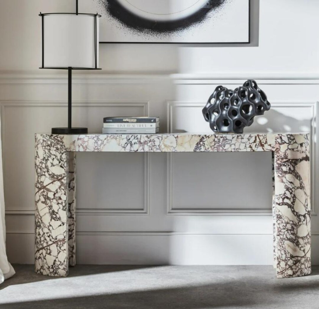 Calacatta Marble Console Table | Minimalist Luxury Home Decor - Etsy