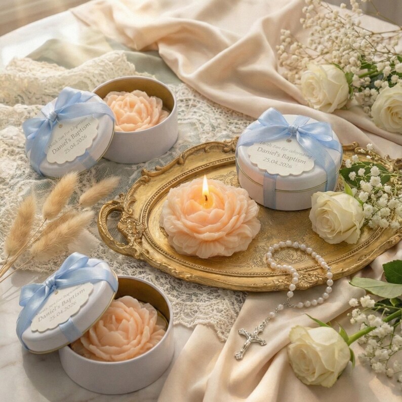 Baptism Favors, Sweet 16 , Metal Box Candle, Baptism Candles ...
