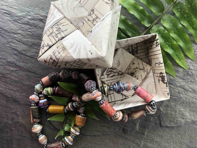 BOHO Style Colorful Original Handcrafted Upcycled Paper Bead Necklace ...