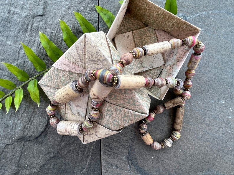 Colorful Bead Necklace, Paper Bead Necklace, Art Jewelry, Ladies ...