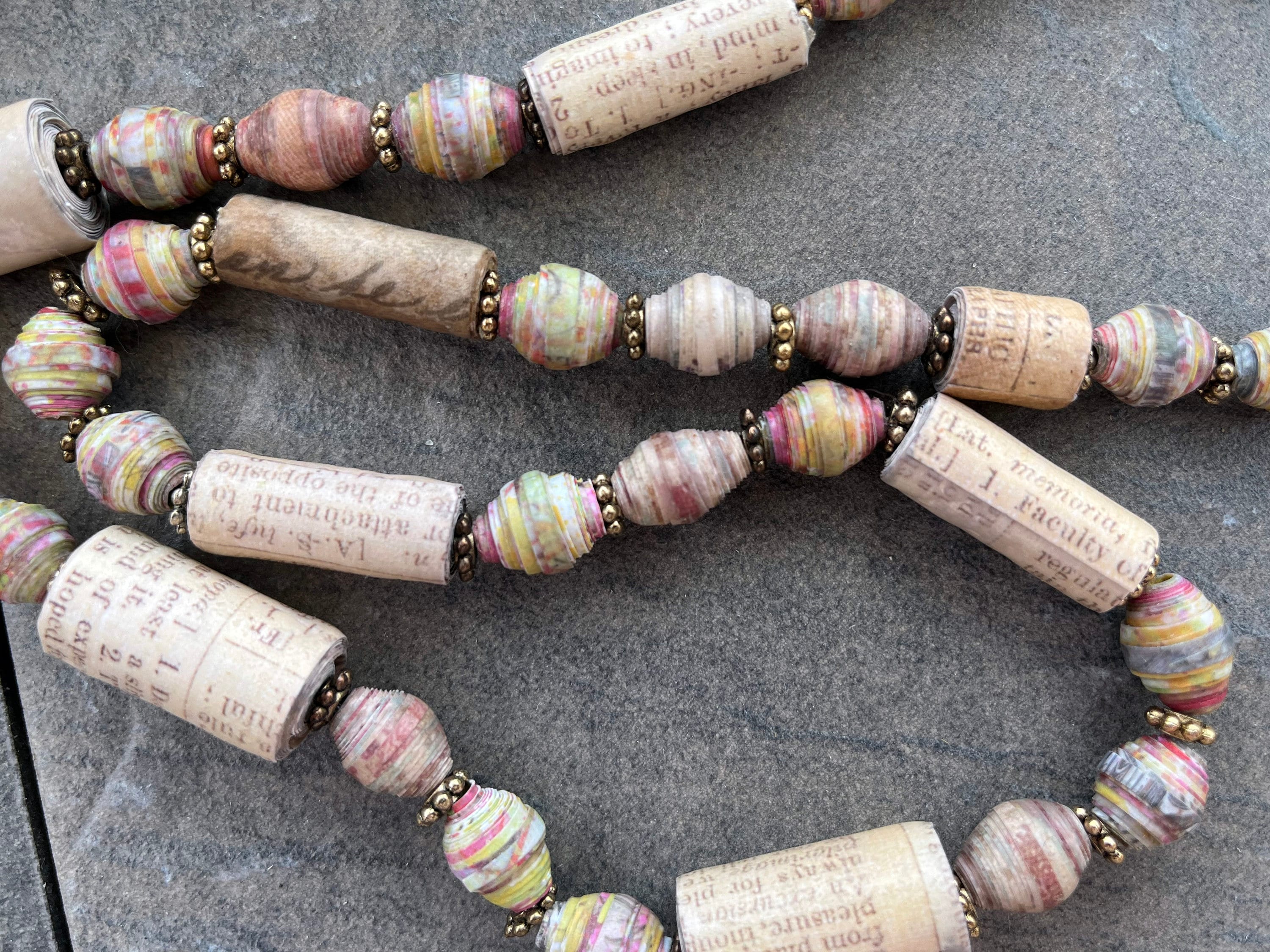 Colorful Bead Necklace, Paper Bead Necklace, Art Jewelry, Ladies ...