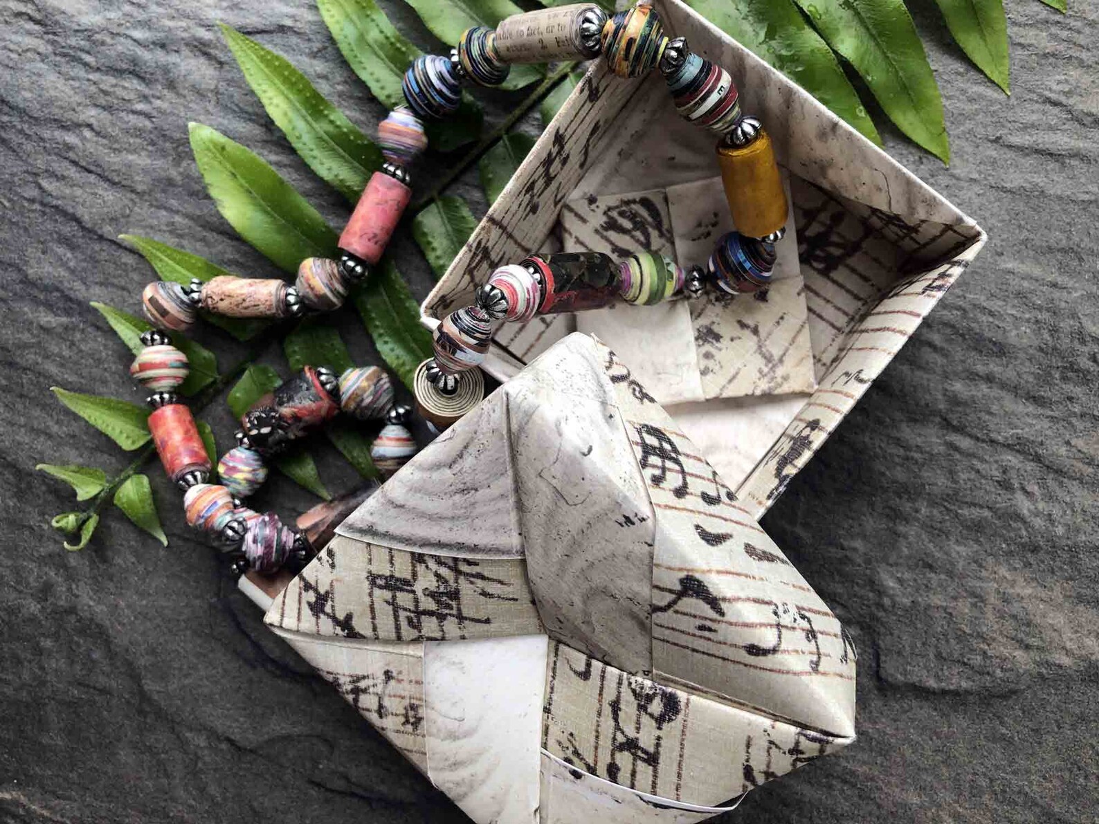BOHO Style Colorful Original Handcrafted Upcycled Paper Bead Necklace ...