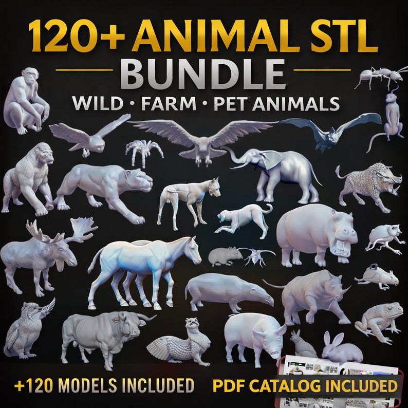 120+ Animals STL Mega Bundle | Wild, Farm & Pet Animal Models | 3D ...