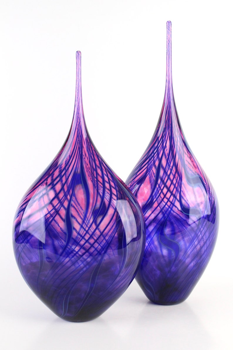 Hand Blown Art Glass Sculpture - Set of Two - Etsy