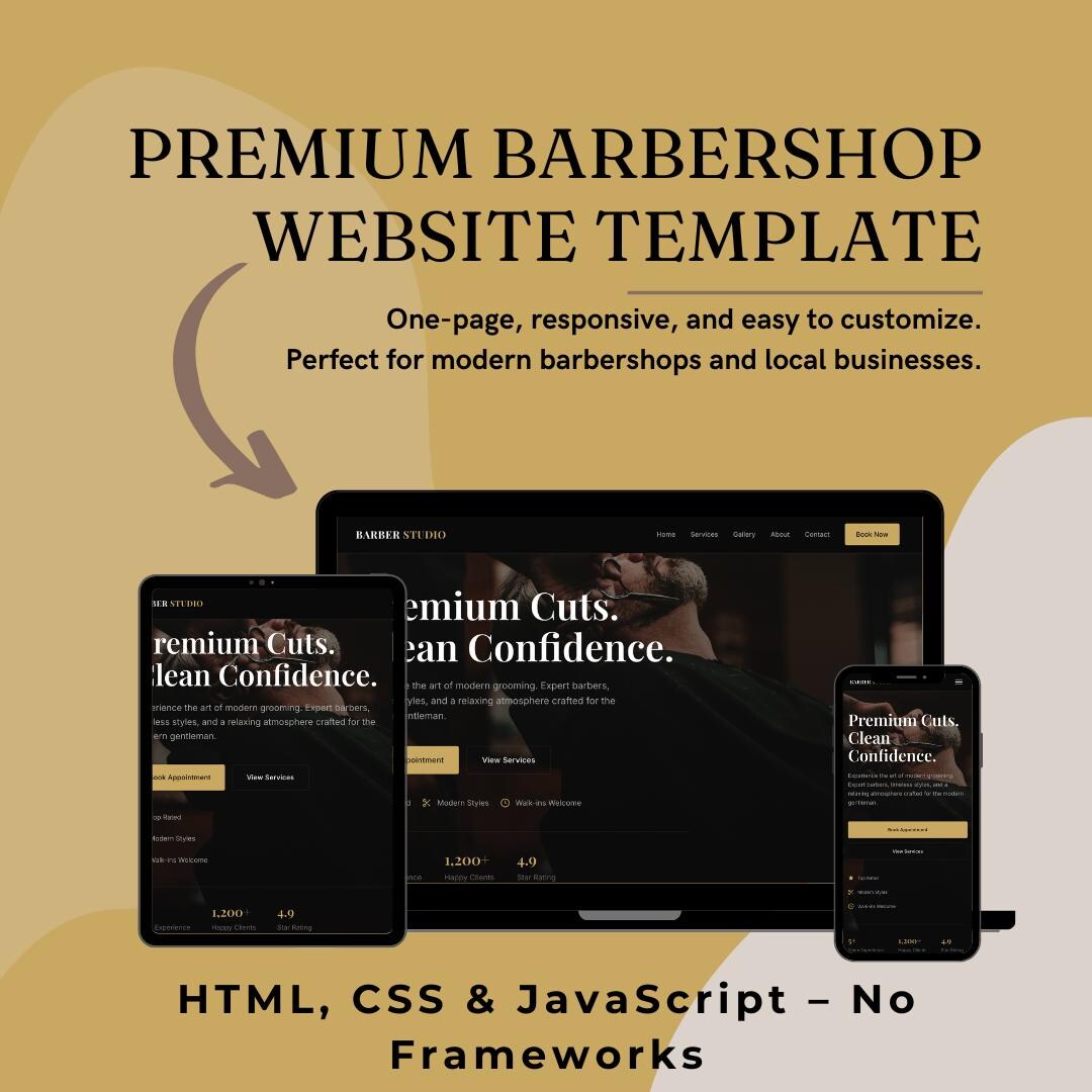 Barber Website Template – One Page HTML Barbershop Design, Haircut ...