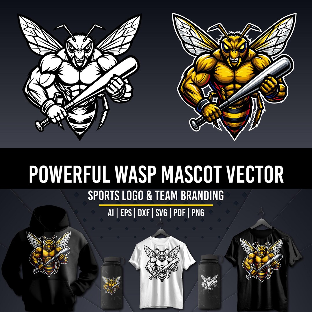 Powerful Wasp Mascot Editable Vector – Sports Logo, Team Branding ...