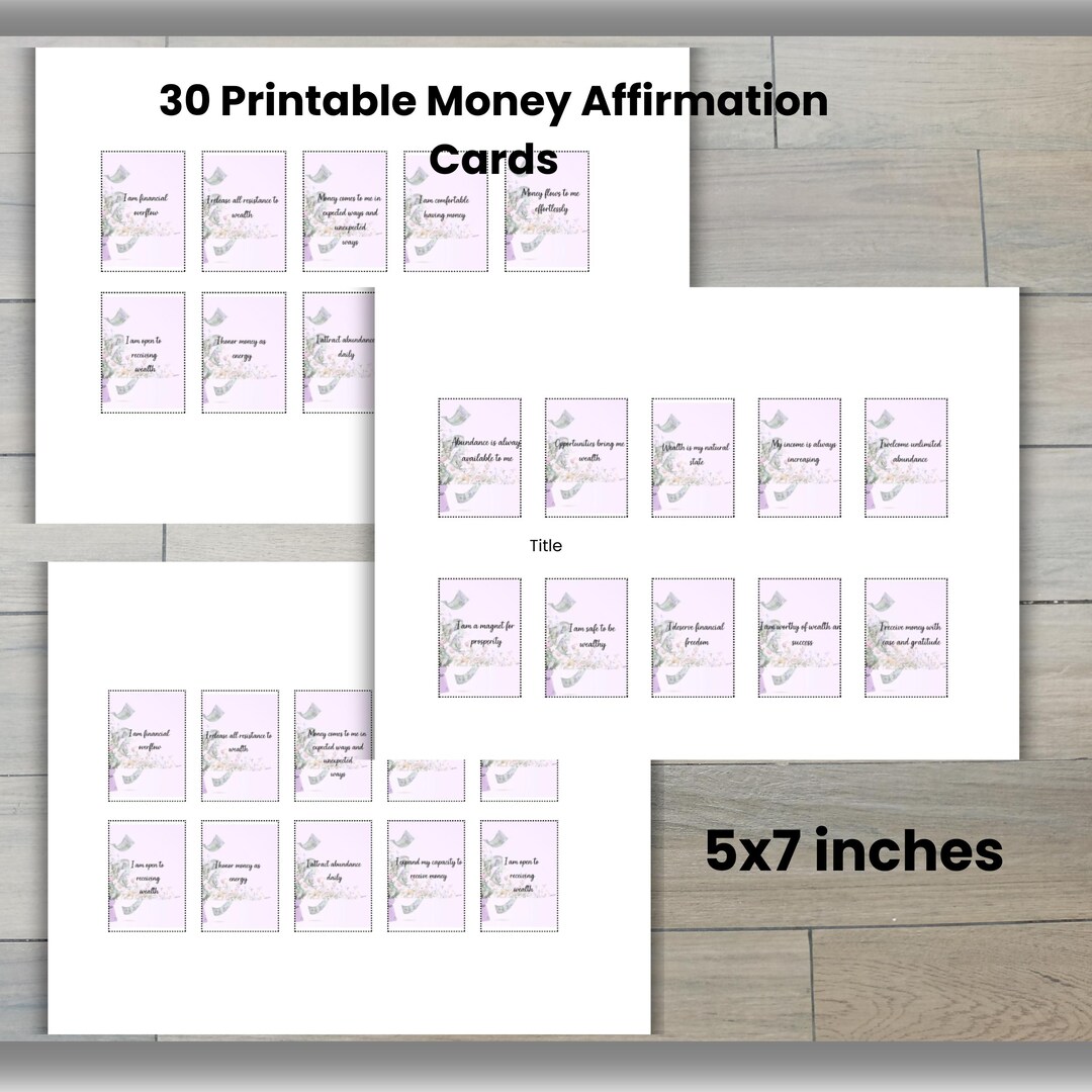 30 Printable Money Affirmation Cards, Wealth Mindset Boost (digital ...