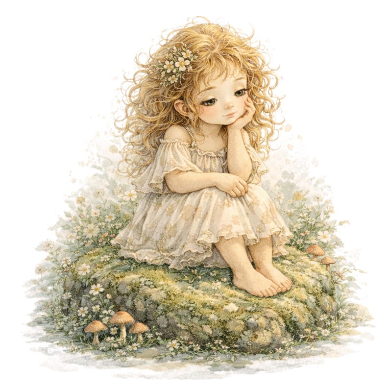 Kids Clipart PNG Bundle – Curly Hair Girl & Panda, Watercolor Nursery ...