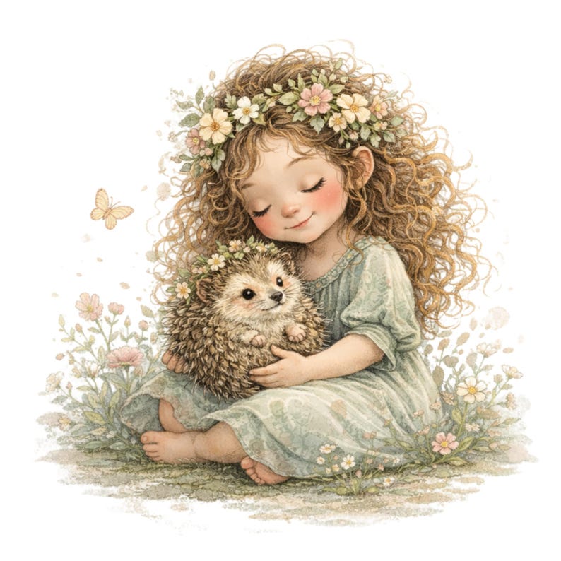 Kids Clipart PNG Bundle – Curly Hair Girl & Panda, Watercolor Nursery ...