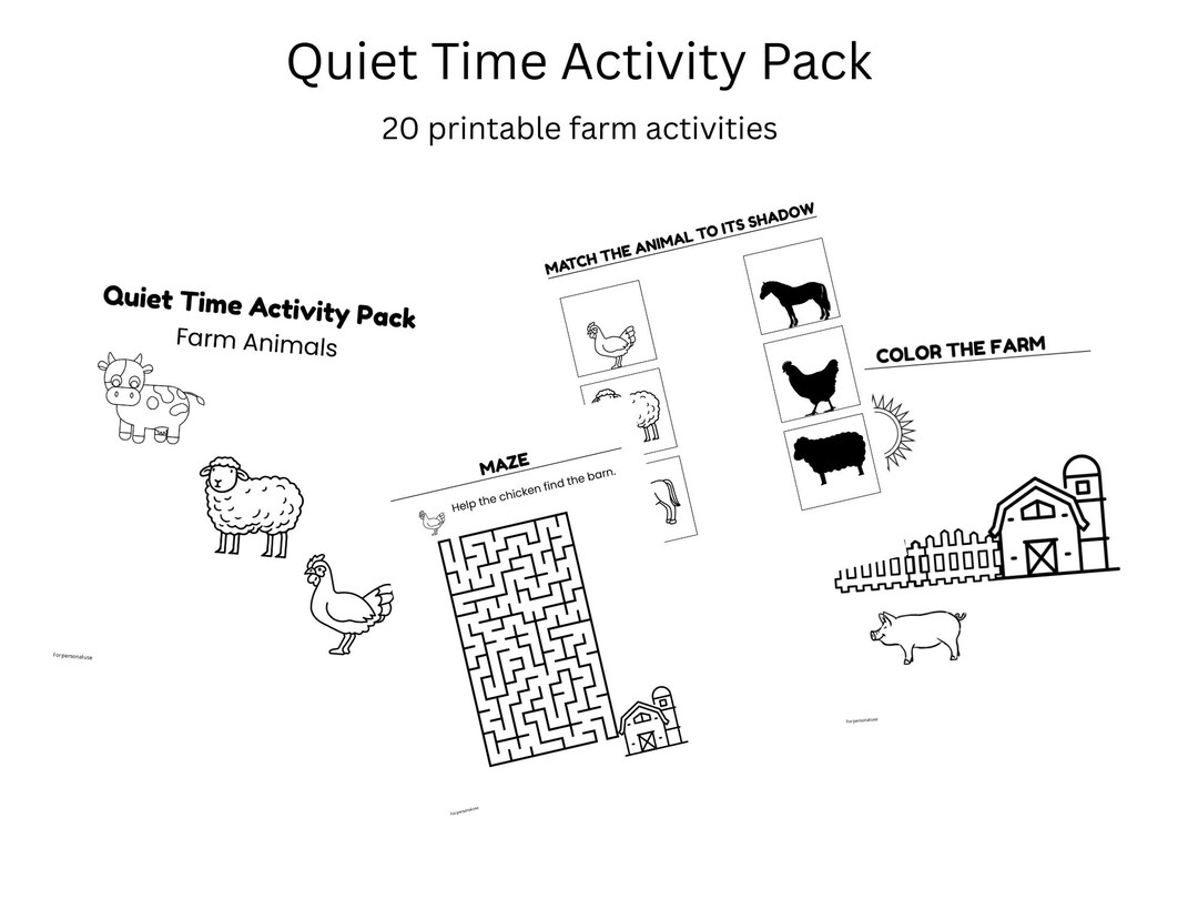 Farm Quiet Time Activity Pack | Printable Farm Worksheets for Kids ...
