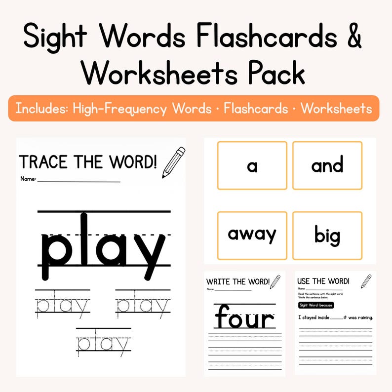 Sight Words Flashcards & Worksheets | Kindergarten–grade 2 | Early ...
