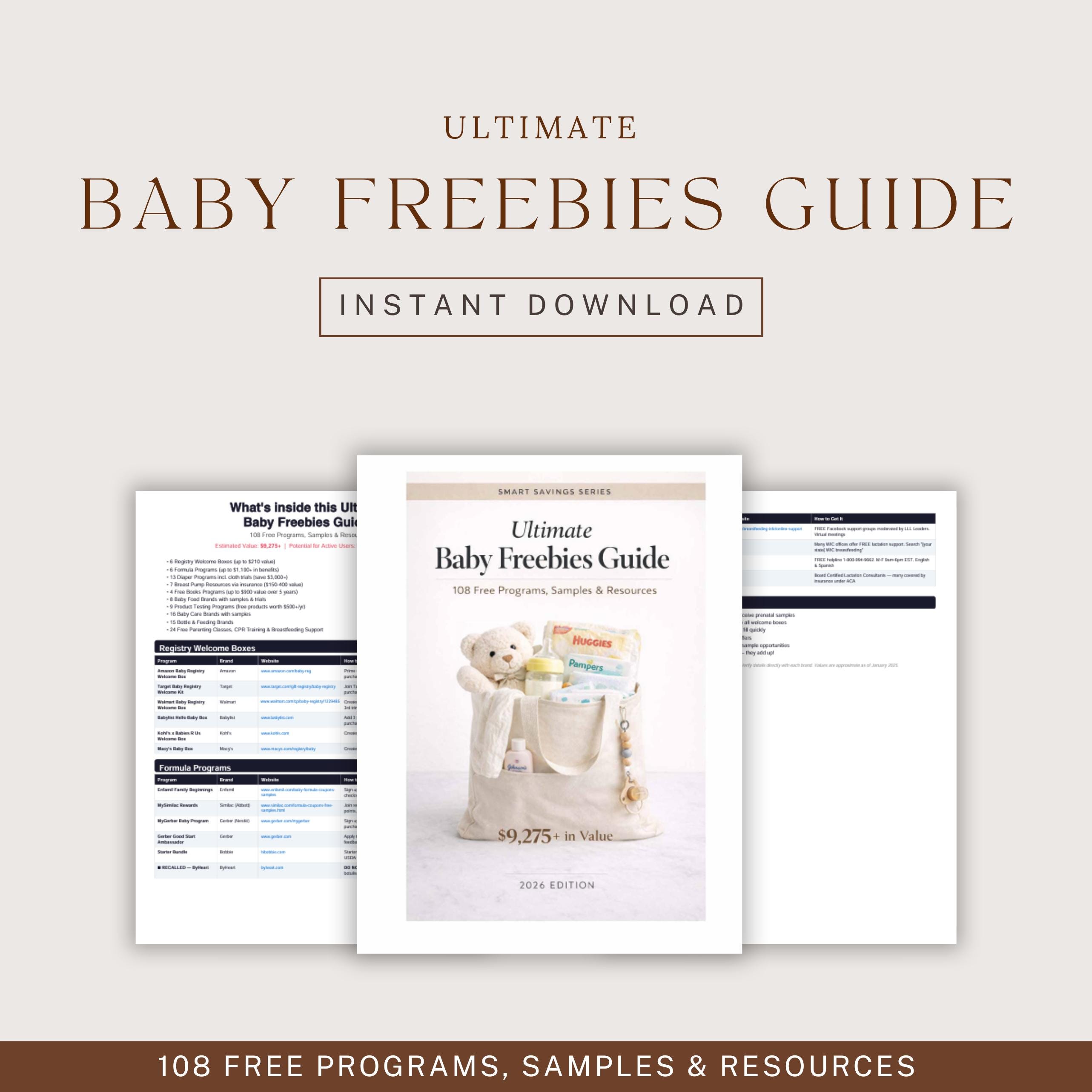 Baby Freebies Guide 2026 Printable – 108 Free Baby Samples, Registry ...
