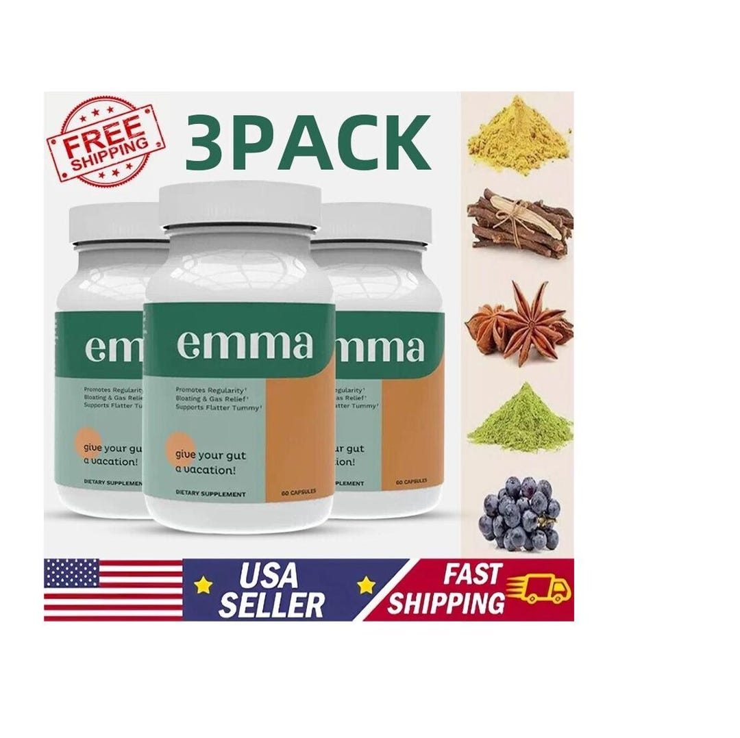 3 Packs Emma Gut Health Supplement 180capsules for Bloating Relief ...