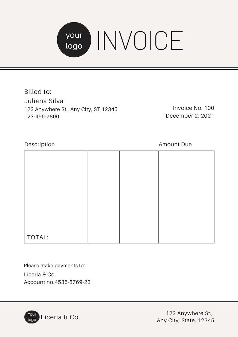 Editable Invoice Template for Small Business | Professional Canva ...