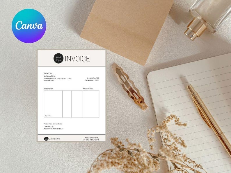 Editable Invoice Template for Small Business | Professional Canva ...
