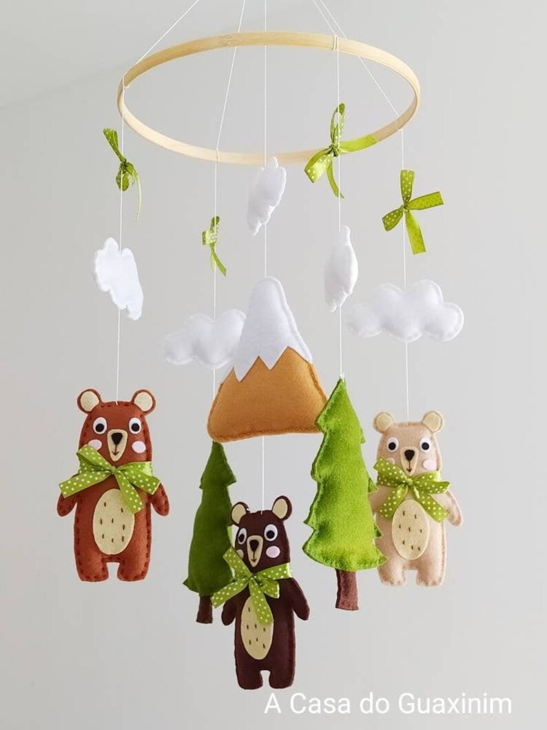 Woodland Baby Mobile - Bear, Pine Tree and Mountain Baby Mobile ...